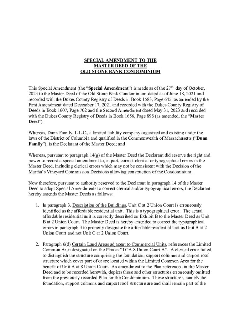 Fillable Online So You Want to Amend Your Master Deed? Then Organize ...