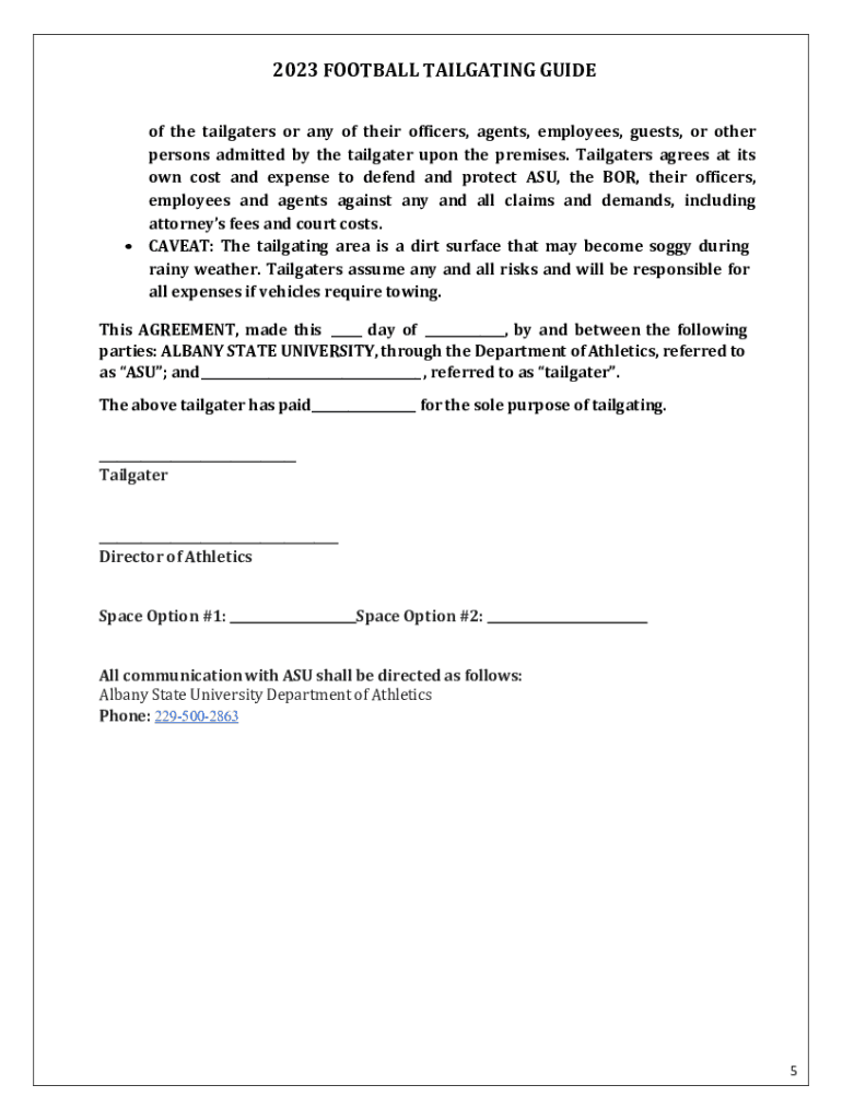 Fillable Online Tailgating Rules - University at Albany Great Danes Fax ...