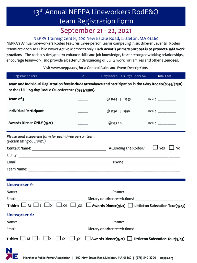 Fillable Online 2021-Lineworkers-Rodeo-Team-Registration-Form.- ... Fax ...
