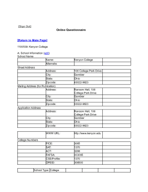 Fillable Online Conducting Research at Kenyon Fax Email Print - pdfFiller