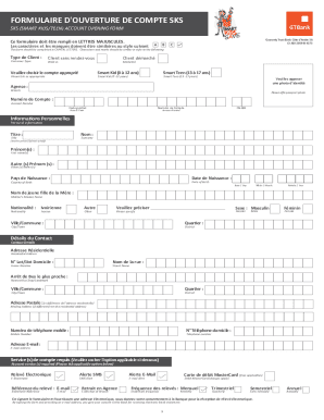 Remplissable En Ligne SKS (Smart Kids/Teen) Account Opening Form Faxer Email Imprimer - pdfFiller