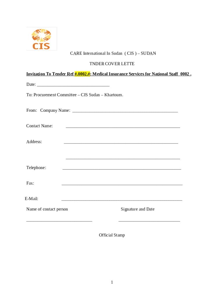 1. Tender Documents. Doc Template | pdfFiller