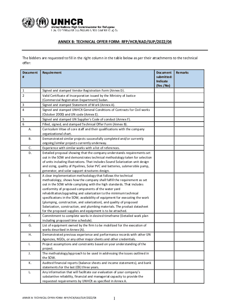 Fillable Online Annex B - Technical Offer Form.pdf Fax Email Print ...