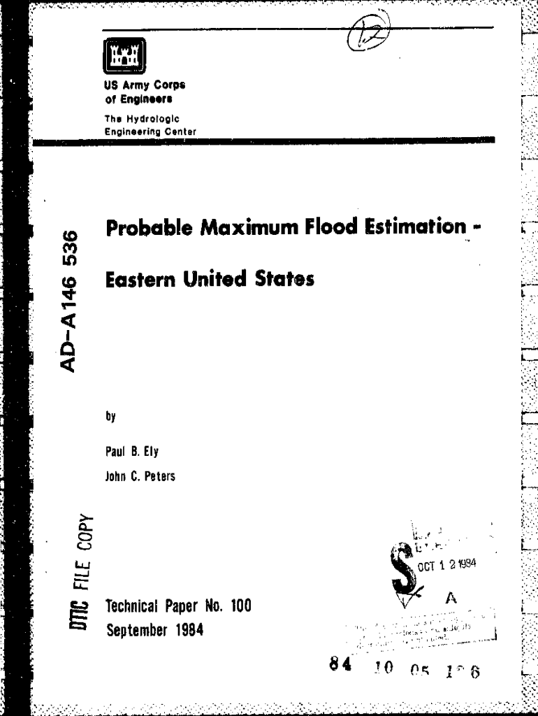 Fillable Online Probable Maximum Flood Estimation - Eastern United ...
