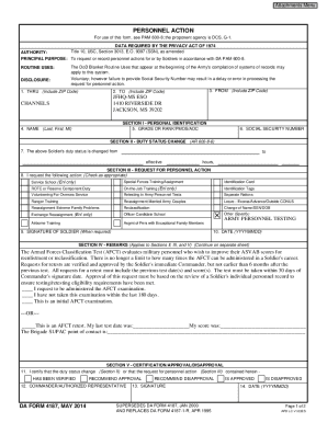 Fillable Online Fillable Online New DA Form 4187 - Attachments Menu ...