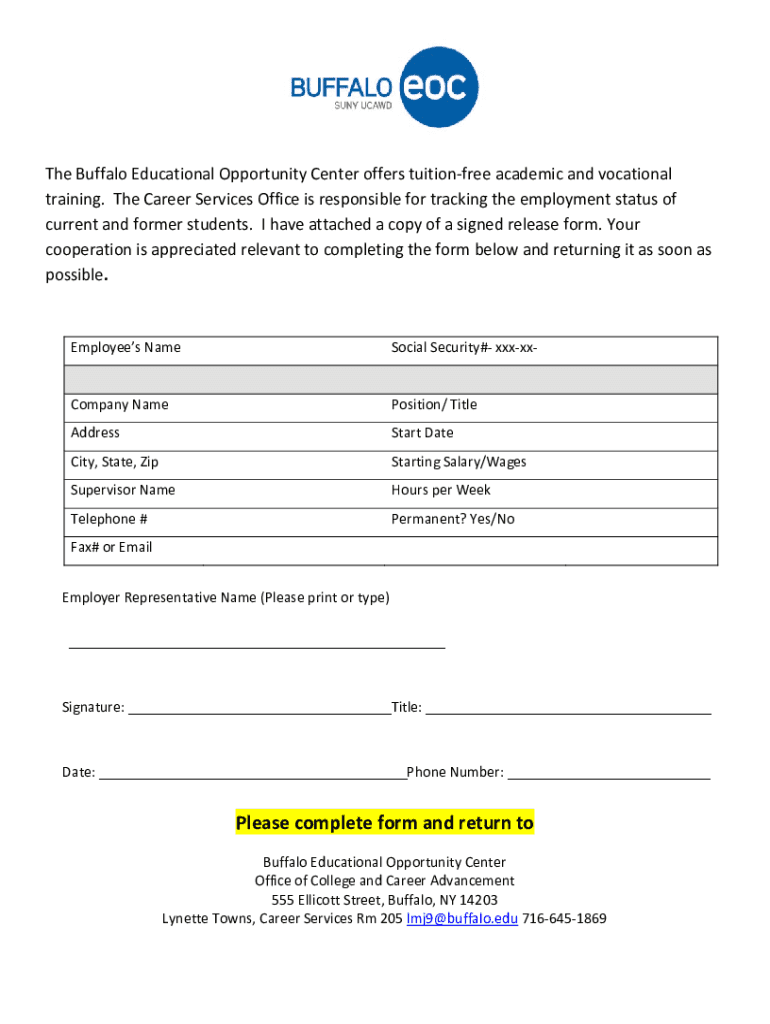 Fillable Online Employer Job Verification Form Fax Email Print - pdfFiller