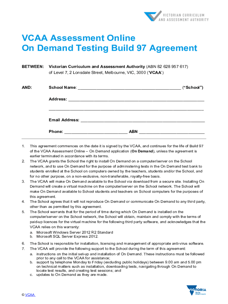 Fillable Online VCAA Assessment OnlineOn Demand Testing Build 97 ...