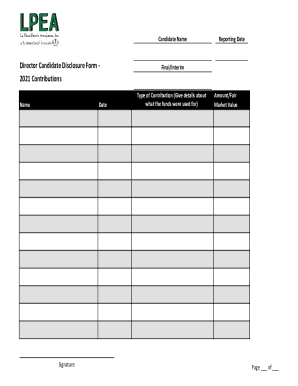 Fillable Online Director Candidate Disclosure Form - 2021 Contributions ...