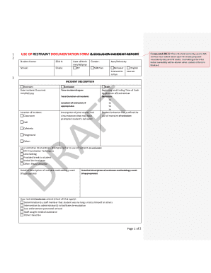 Fillable Online USE OF RESTRAINT DOCUMENTATION FORM Fax Email Print ...