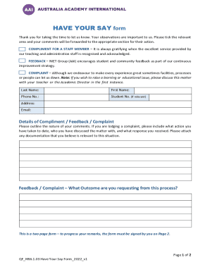 Fillable Online HAVE YOUR SAY form - NIET Fax Email Print - pdfFiller