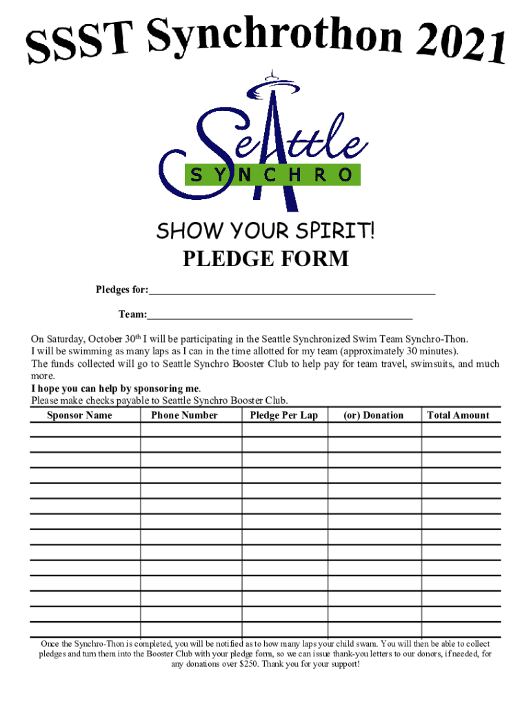 Fillable Online Seattle Synchronized Swim Team : Forms/Documentation ...