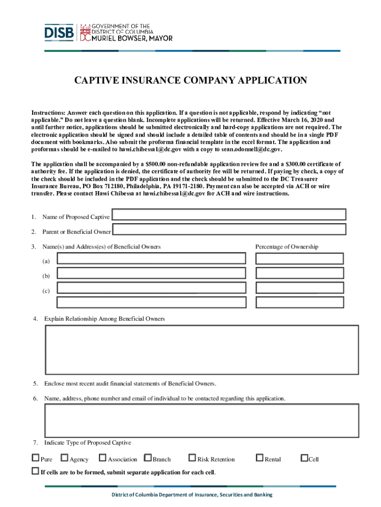 Fillable Online disb dc fsra-cibf-captive-insurance-business-form-v-02 ...