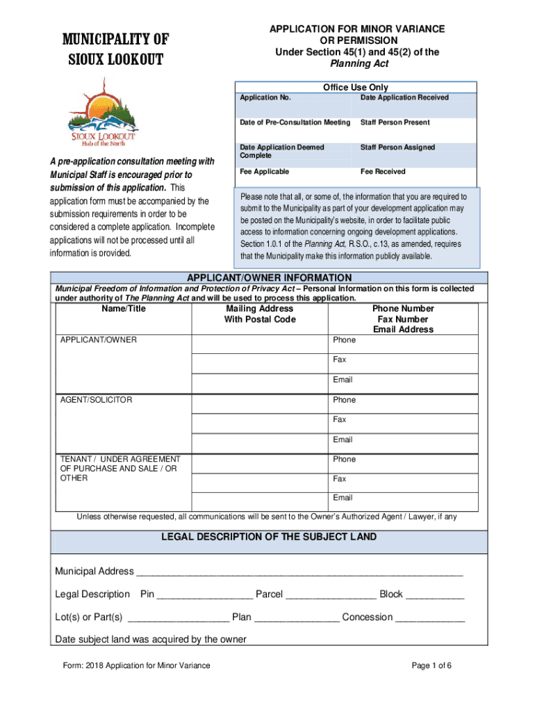 Fillable Online Minor Variance Applications Fax Email Print - pdfFiller