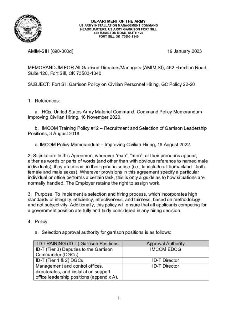 Fillable Online Army Garrisons :: U.S. Army Installation Management Command Fax Email Print ...