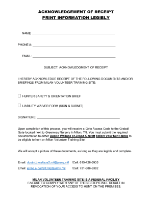 Fillable Online BRIEFING ACKNOWLEDGMENT FORM Fax Email Print - pdfFiller