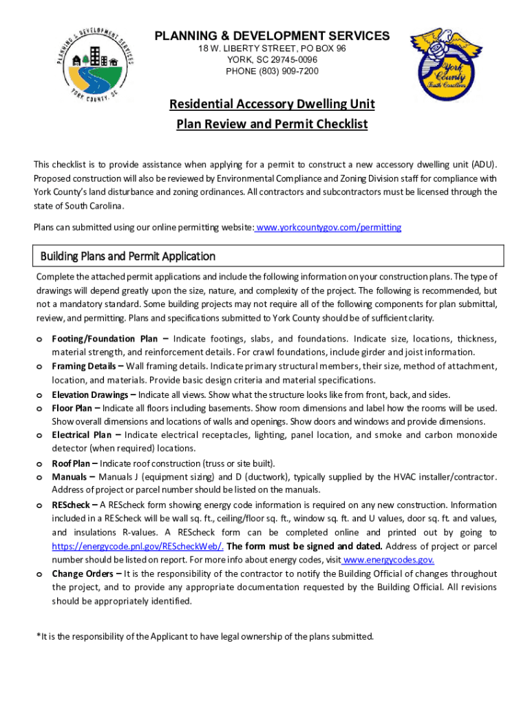 Fillable Online Residential Accessory Dwelling Unit (ADU) Plan Review and Permit ... Fax Email ...
