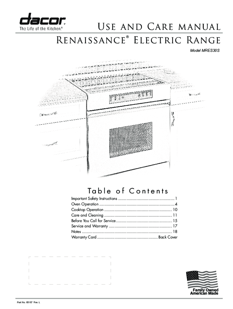 Fillable Online Use and Care manual Renaissance Electric Range - avb LINQ Fax Email Print ...
