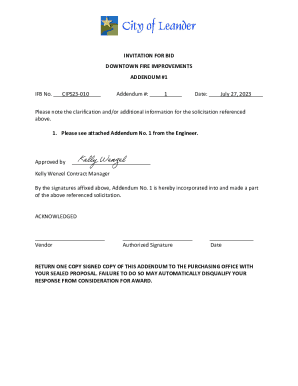 Fillable Online Project Manual - Addendum Form. 2.8 Project Manual Fax ...