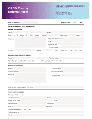 Fillable Online CADD Conroy Referral Form Fax Email Print - pdfFiller