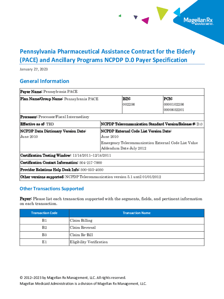 Fillable Online Pharmaceutical Assistance Contract for the Elderly ...
