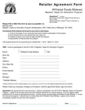 Fillable Online Retailer Agreement Form Fax Email Print - pdfFiller