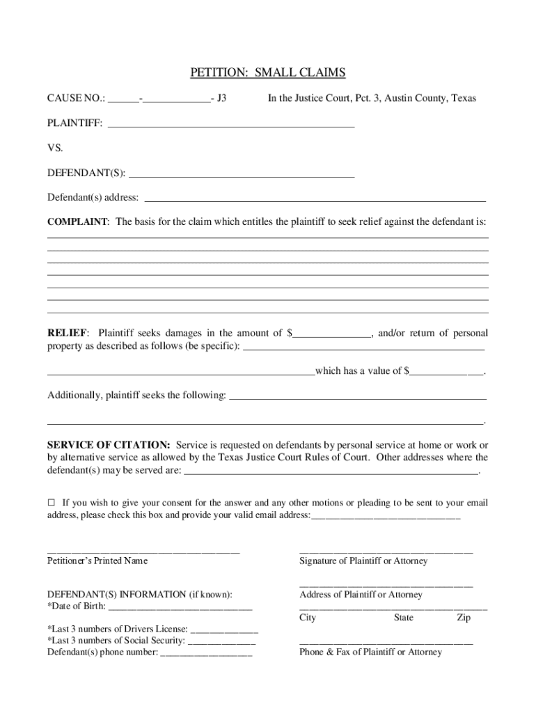 Fillable Online 10 Instructions for Small Claim Cases ... Fax Email Print - pdfFiller