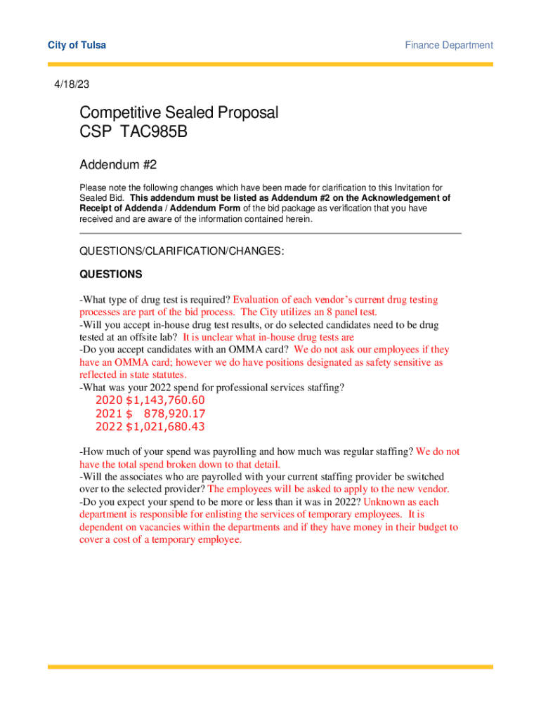 Fillable Online Competitive Sealed Proposal 23-450 - Addendum #2 Fax ...
