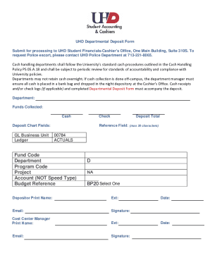Fillable Online UHD Departmental Deposit Form Fax Email Print - pdfFiller