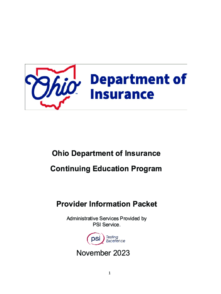 Fillable Online insurance ohio OH INS CE Provider Handbook rev.8.2023 ...