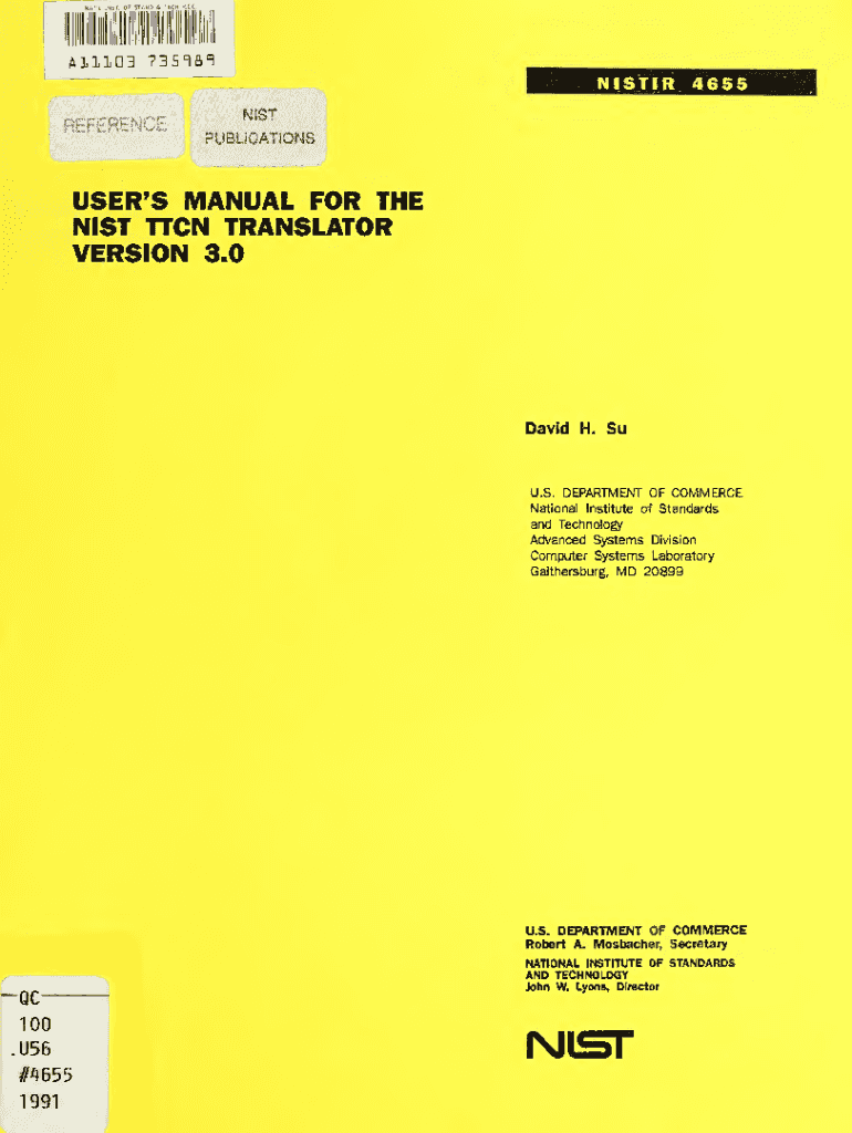 Fillable Online nvlpubs nist User's manual for the NIST TTCN translator ...