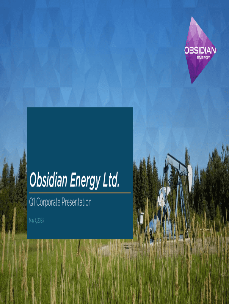 Fillable Online Obsidian Energy Ltd. - Q1 Corporate Presentation Fax ...