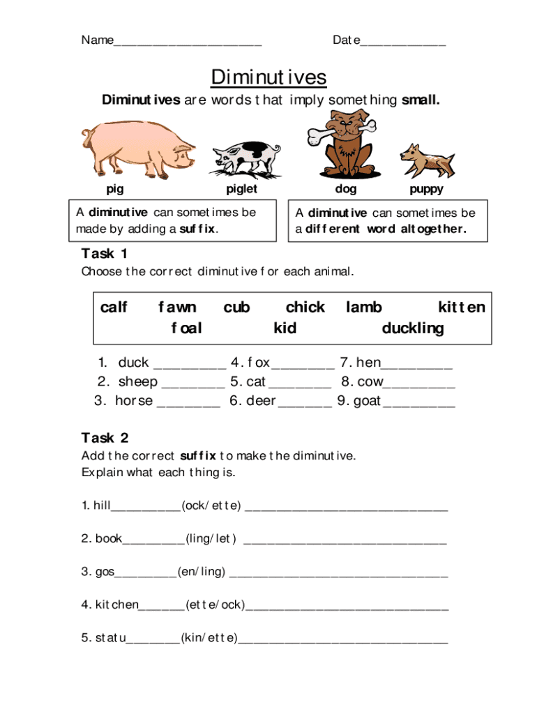 Fillable Online Diminutive - Definition, Meaning & Synonyms Fax Email ...