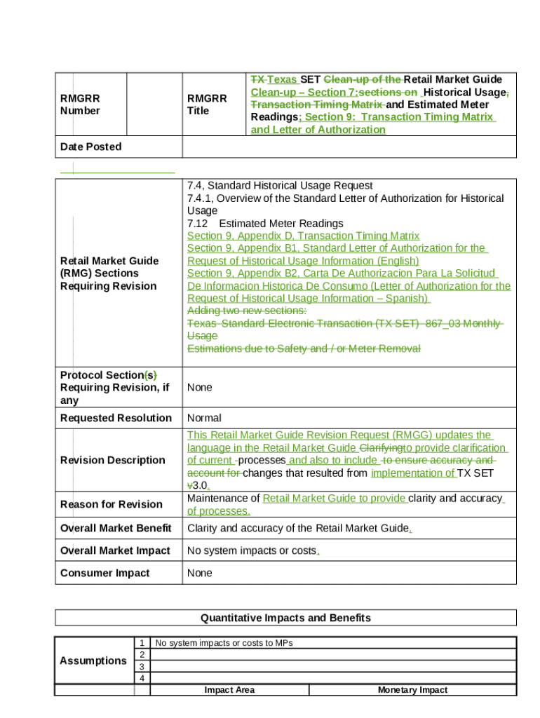 Retail Market Guide Revision Request ... Doc Template | pdfFiller