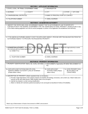 Fillable Online FEMA Form FF 119 F Surplus Federal Real Property ...