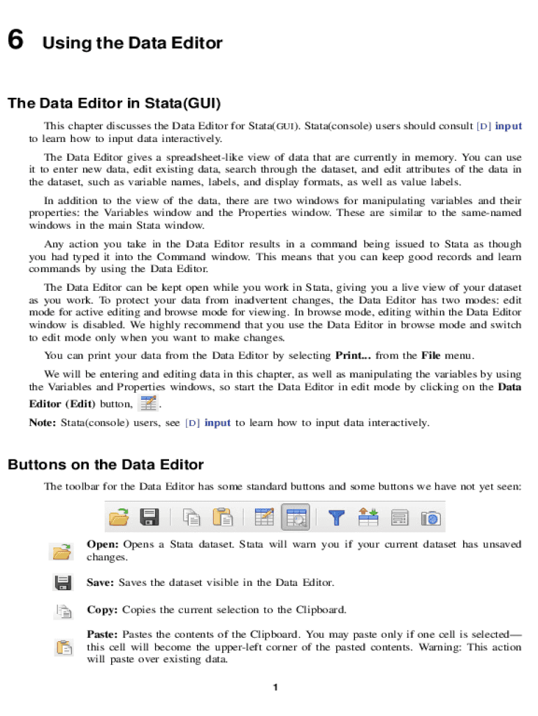 Fillable Online Using The Data Editor To Input Data In Stata Youtube Fax Email Print Pdffiller