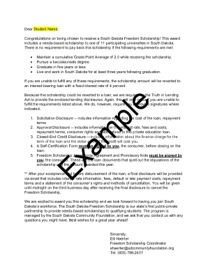 Fillable Online Dear Student Name, Congratulations on being chosen to ...