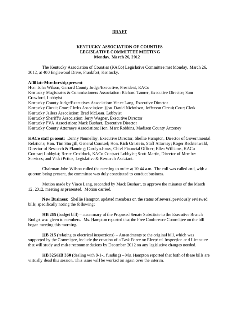 Kentucky Association of Counties - KACoFrankfort KY Doc Template | pdfFiller