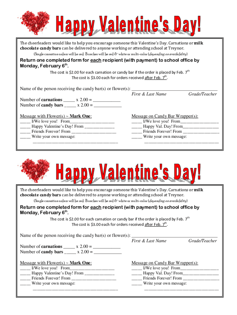 Fillable Online carnation candy bar order form Fax Email Print - pdfFiller