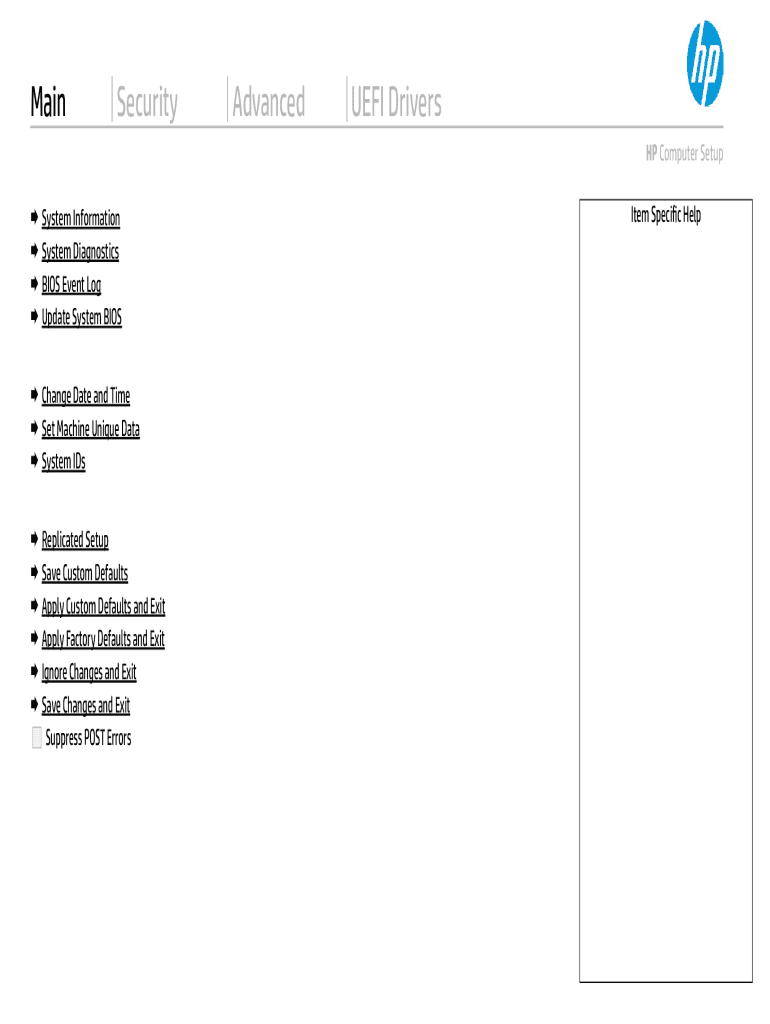 Fillable Online Interactive BIOS simulator HP ProDesk 600 G6 Small Form ...