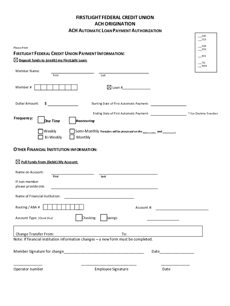 Fillable Online ach automatic loan payment authorization Fax Email ...
