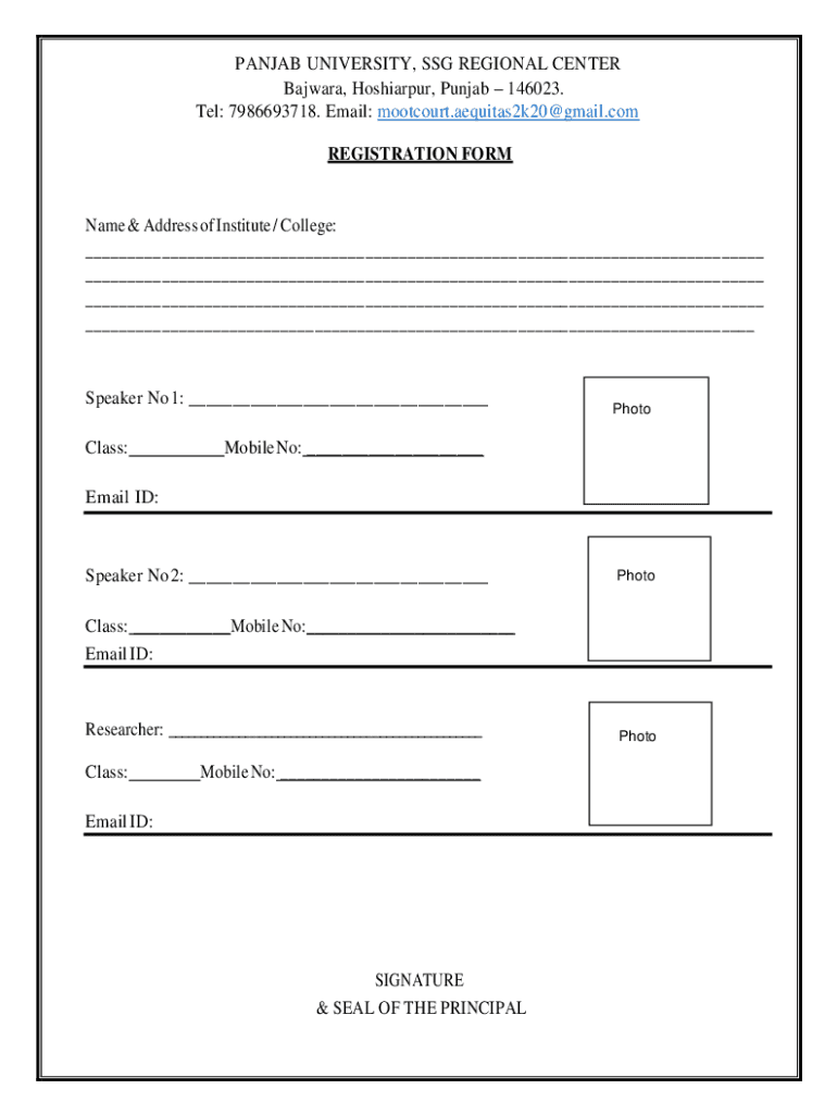 Fillable Online Faculty & Staff - PU Swami Sarvanand Giri Regional Centre Fax Email Print ...