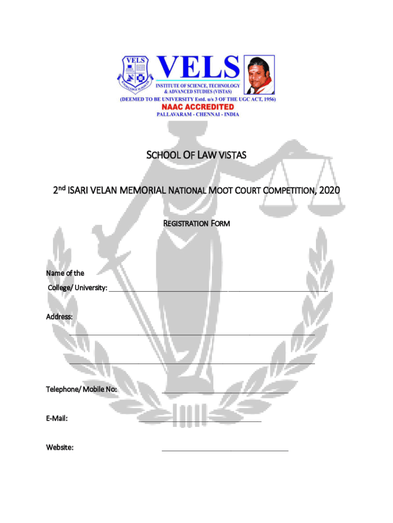 Fillable Online Isari Velan Memorial Moot Court at School of Law ...