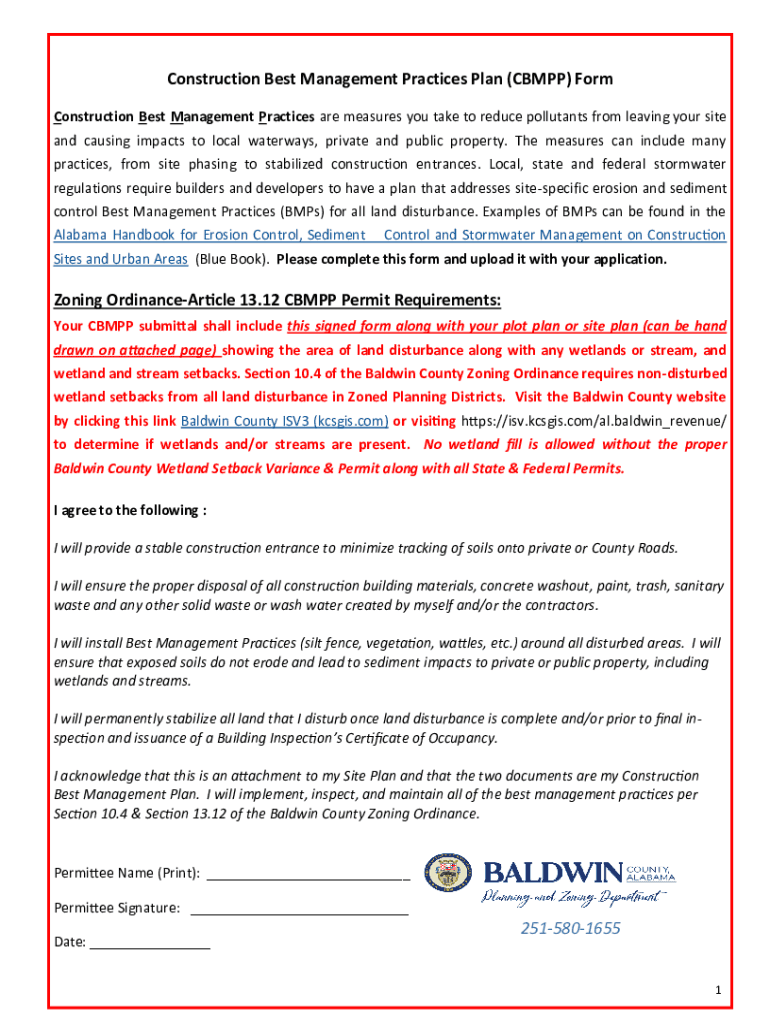 Fillable Online Construction Best Management Practices Plan (CBMPP ...