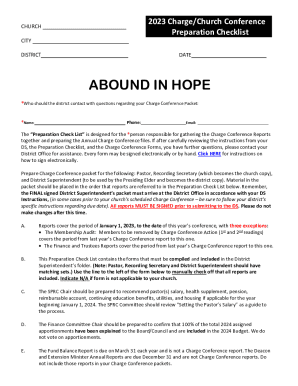 Fillable Online 2023 Charge Conference Preparation Sheet Fax Email ...