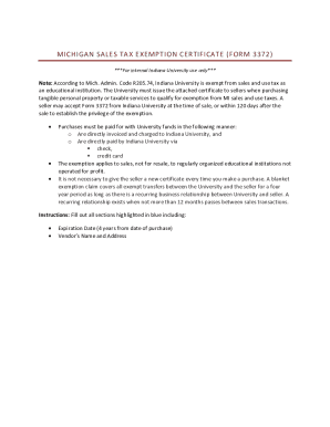 Fillable Online MICHIGAN SALES TAX EXEMPTION CERTIFICATE (FORM ... Fax ...