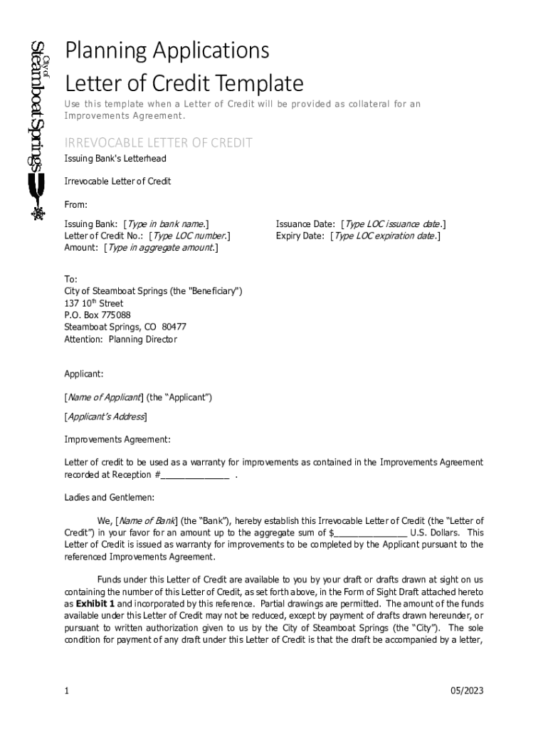 Fillable Online Planning Applications Letter of Credit Template Fax Email Print - pdfFiller