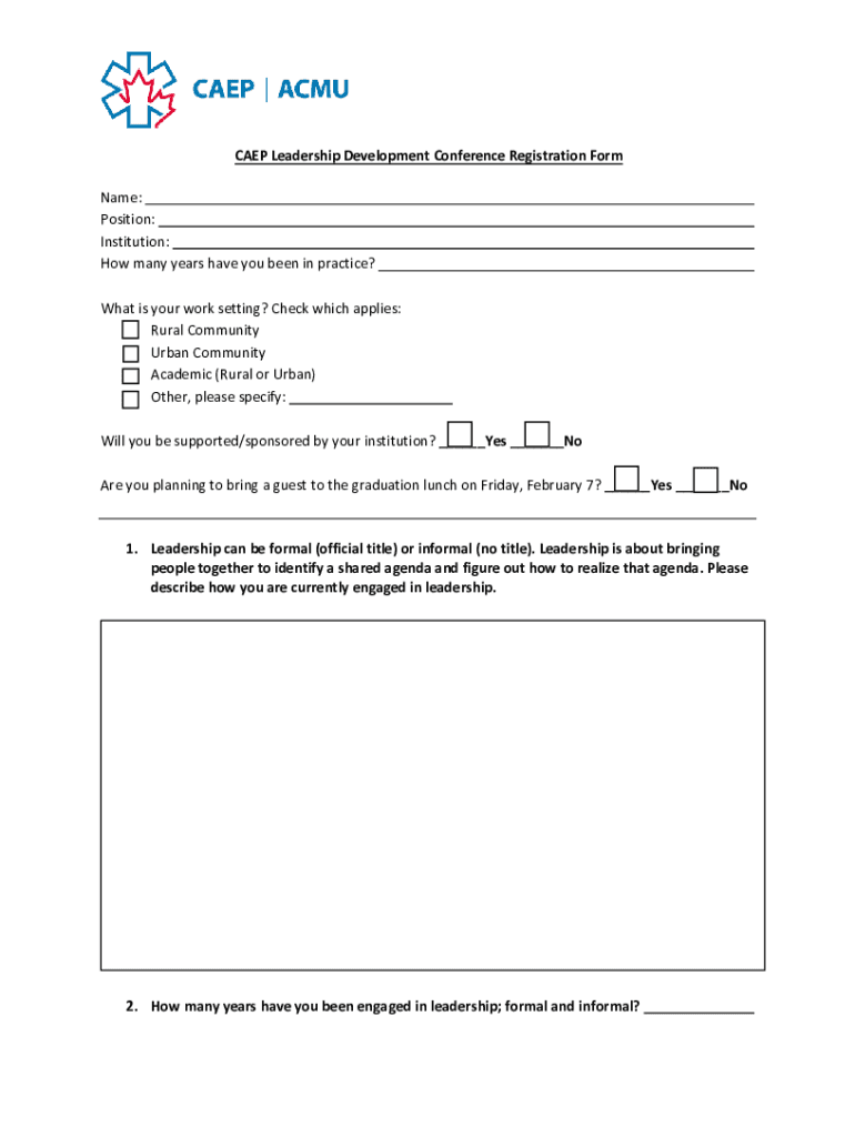 Fillable Online CAEP Leadership Development Conference Registration Form Fax Email Print - pdfFiller