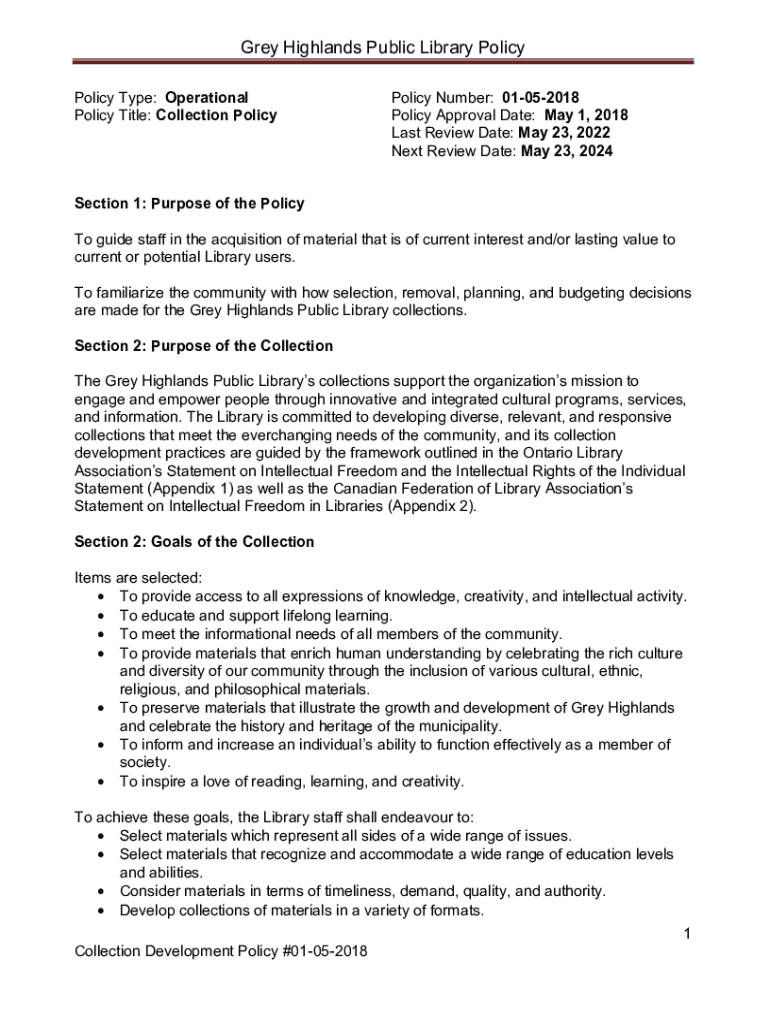 Fillable Online Policies and Procedures - Public Library Director ...