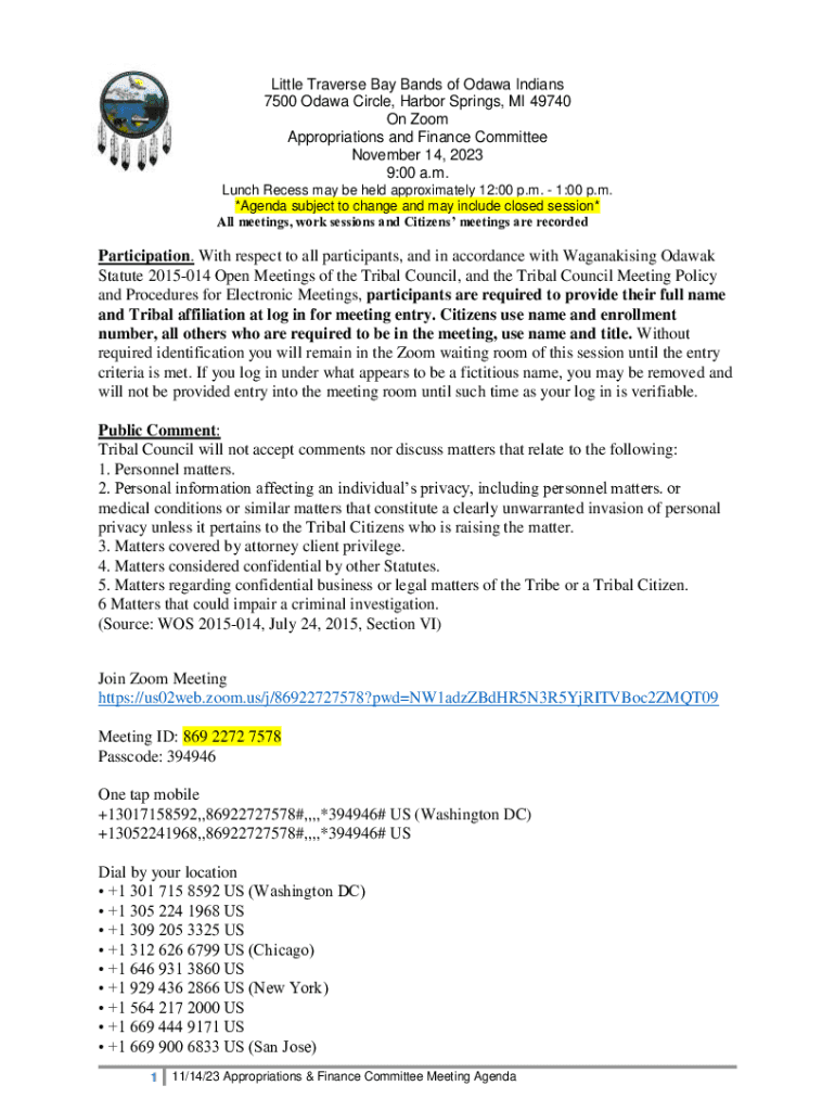 Fillable Online Little Traverse Bay Bands of Odawa Indians - ITCMI Fax ...