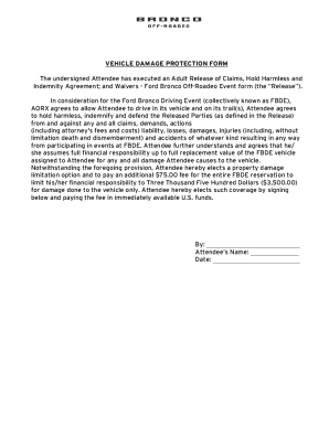 Fillable Online FBDE Vehicle Damage Protection Form Fax Email Print ...